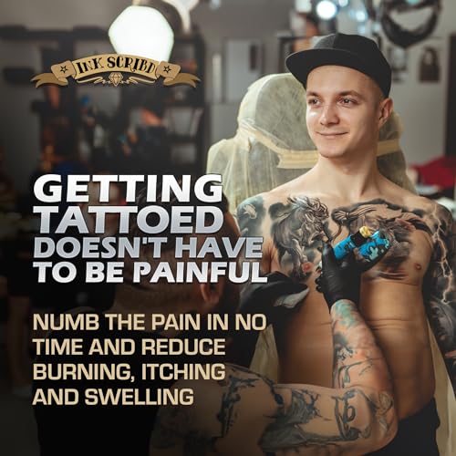 Ink Scribd Premium Tattoo Numbing Cream Topical Pain Treatment for Tattoos. Also for Laser Hair Removal, Brazilian Waxing, Microblading, Microneedling - Maximum Strength 5% Lidocaine (1oz)