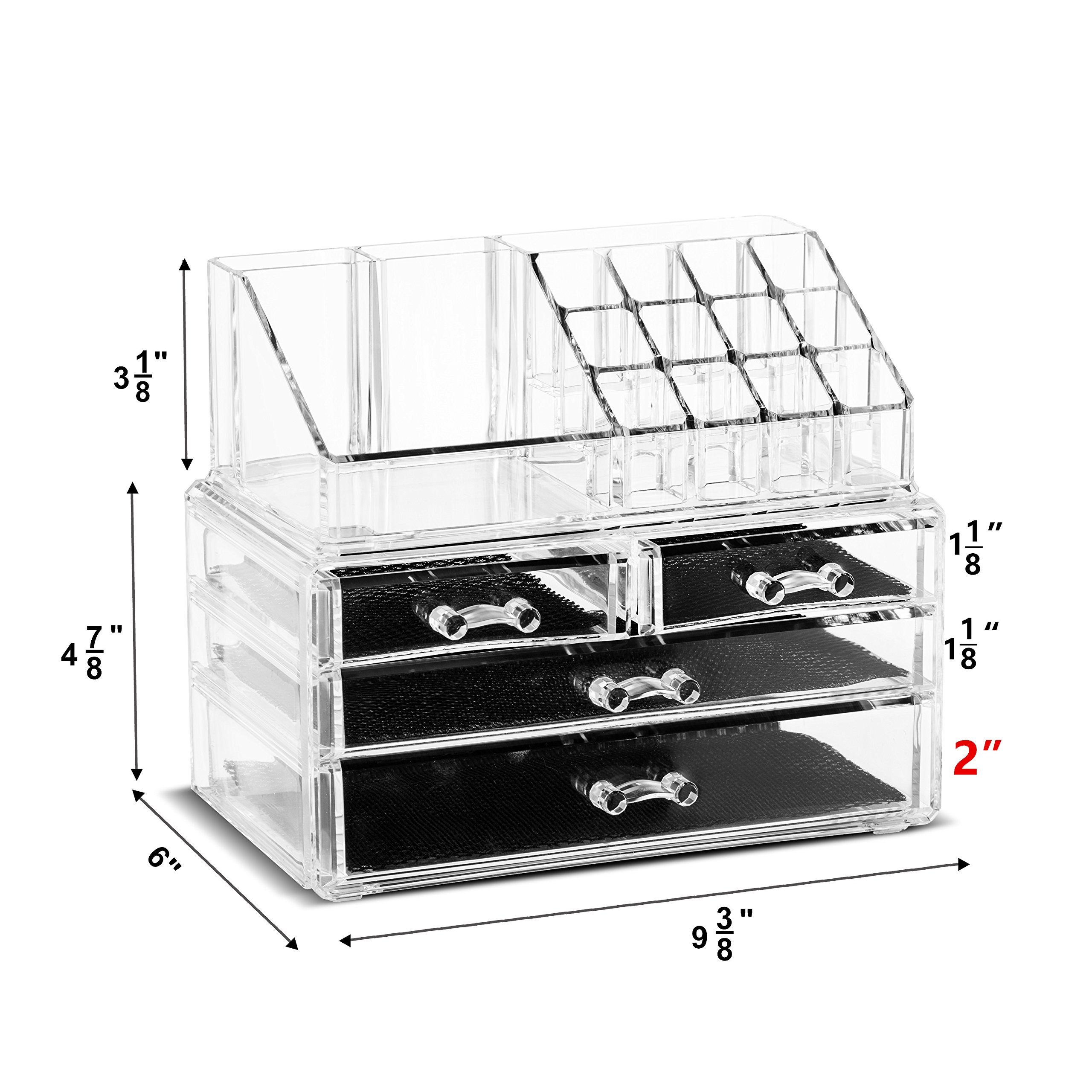 Felicite Home Acrylic Jewelry and Cosmetic Storage Makeup Organizer Set, 5 Piece,Large