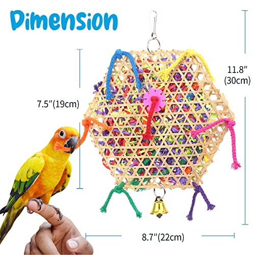 AK KYC Bird Parrot Toys,2 Pack Bird Hanging Foraging Shredder Toys for Small Medium Small Bird Conure Cockatiel Parrotlet Lovebird Budgie