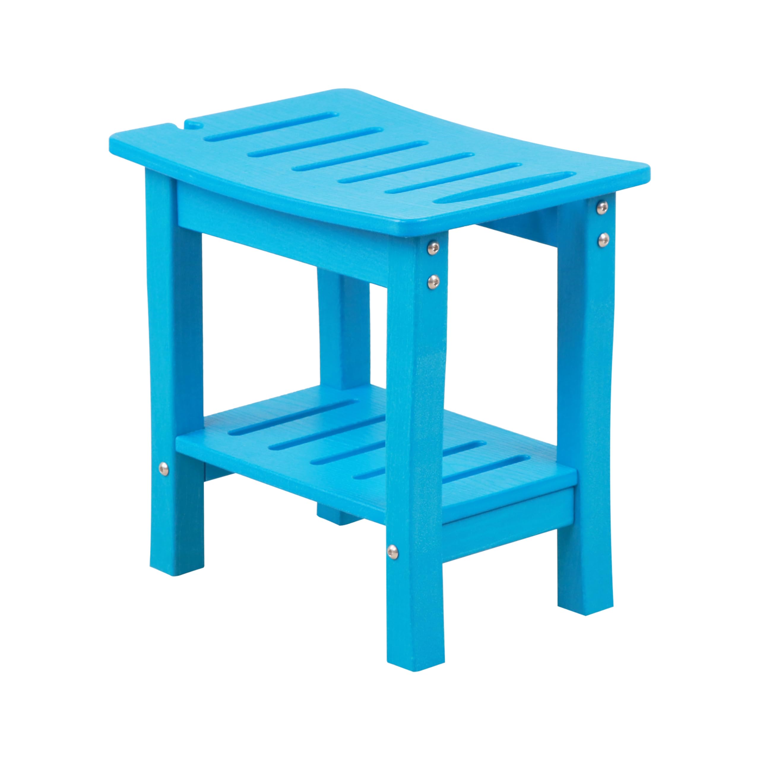 ISYIESA Shower Bench and Stool for Bathrooms: Waterproof, Non-Slip, and Rot-Resistant. Crafted from Plastic Composite HDPE,Equipped with Adjustable Legs and a Shaving Shelf(Pacific Blue)