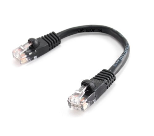 CablesOnline 10-Pack 6inch CAT5e UTP Ethernet RJ45 Full 8-Wire Black Patch Cable, U-000BK-10