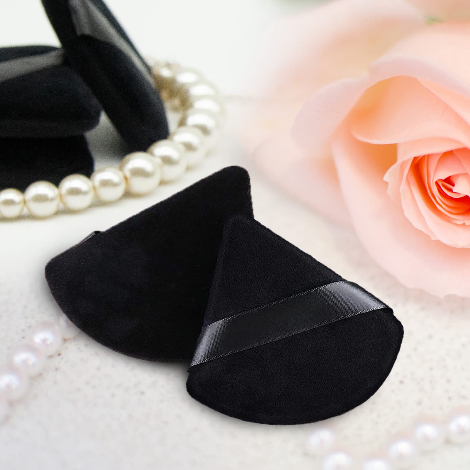6 Pieces Powder Puff For Loose & Cosmetic Face Makeup Velour Soft Triangle Wet Dry Cosmetic Foundation Sponge Makeup Tool (Black)