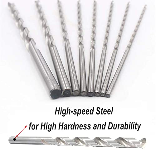 9 Pcs Drill Bit Set 200mm/8'' Extra Long Drill Bits Set HSS Twist Bits 4/4.2/4.5/5/5.2/6/8/10mm Long Drill Bits for Wood and Drill Dust Collector