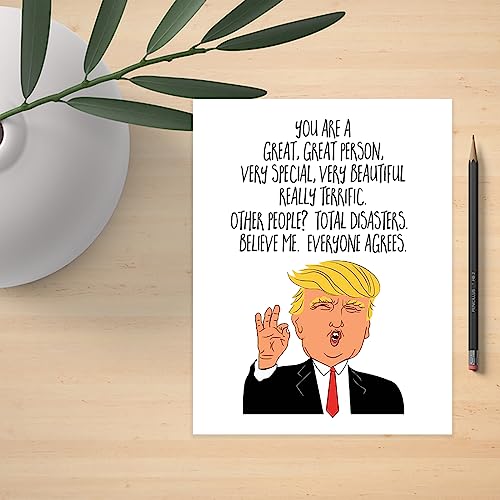 Andaz Press Funny Jumbo Thank You Card With Envelope 8.5 x 11 inch, Funny Greeting Card, Trump Great Person, 1-Pack, Huge Large Group Greeting Card, Includes Envelope