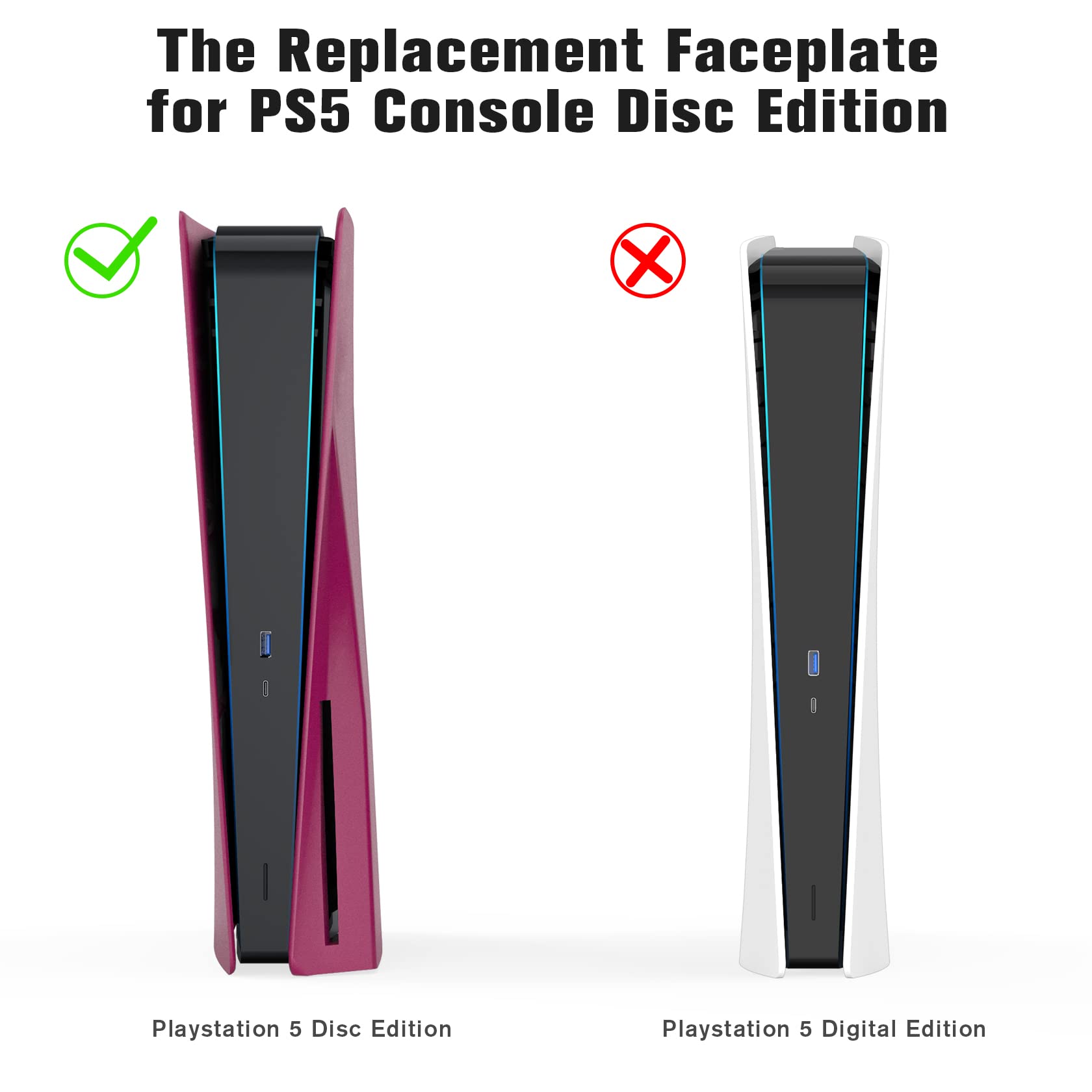 BSOON PS5 Accessories Faceplate, Hard Shockproof Playstation 5 Face Plate Shell Skin Case, ABS Anti-Scratch Dustproof PS5 Gaming Console Cover Replacement Accessories for PS5 Disc Edition