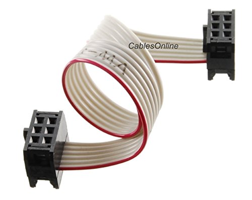 CablesOnline, 12-inch 6-Pin (2x3) 2.54mm-Pitch Female to Female 6-Wire IDC Flat Ribbon Cable, FR-0612