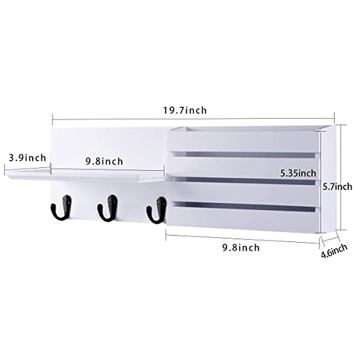 EMERIT Key Holder Wall Mail Organizer Decorative Mounted Organizer White Suitable for Entryway/Hallway