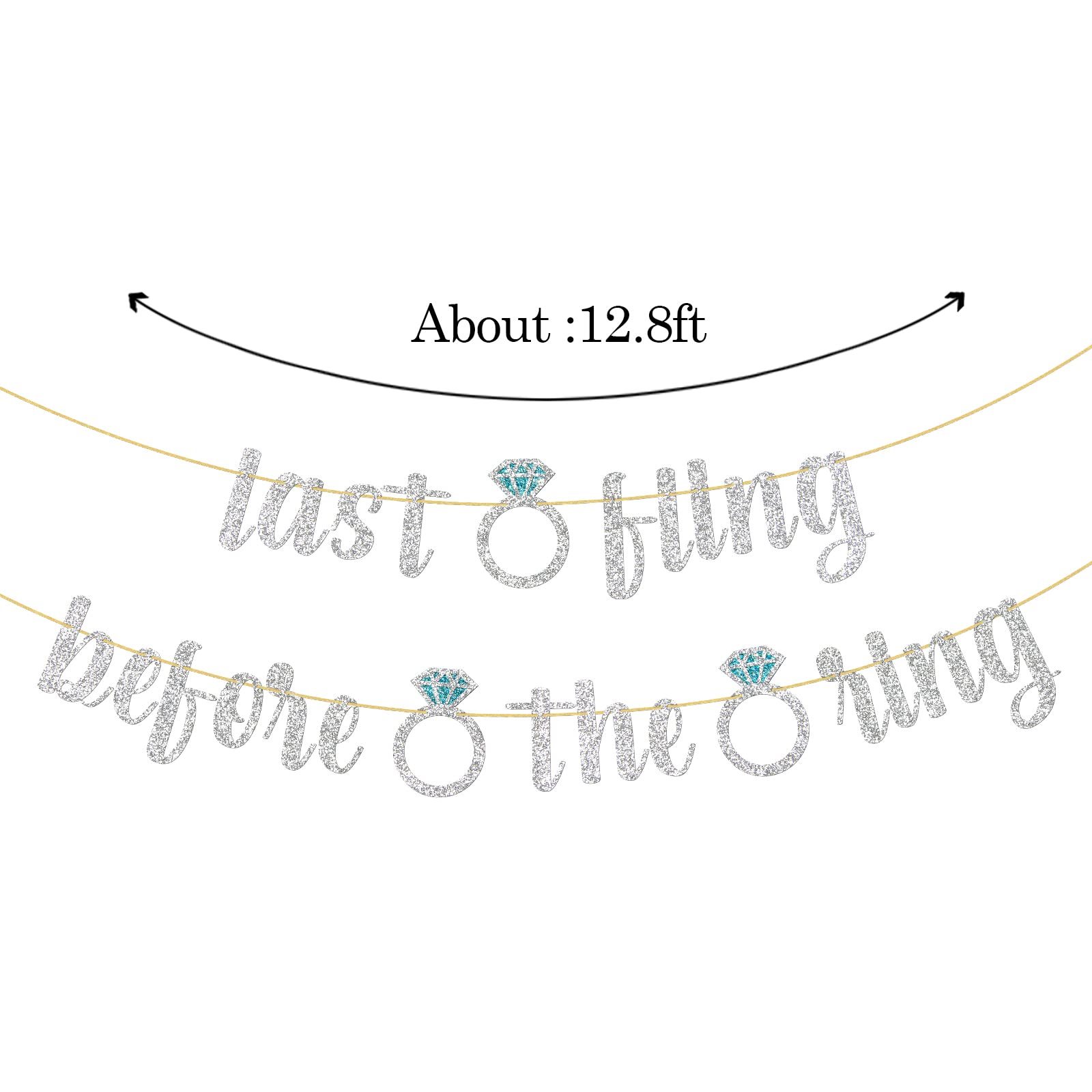 WeBenison Last Fling Before the Ring Banner, Bride Shower Party Supplies, Engagement, Wedding Bachelorette Party Decorations Silver Glitter