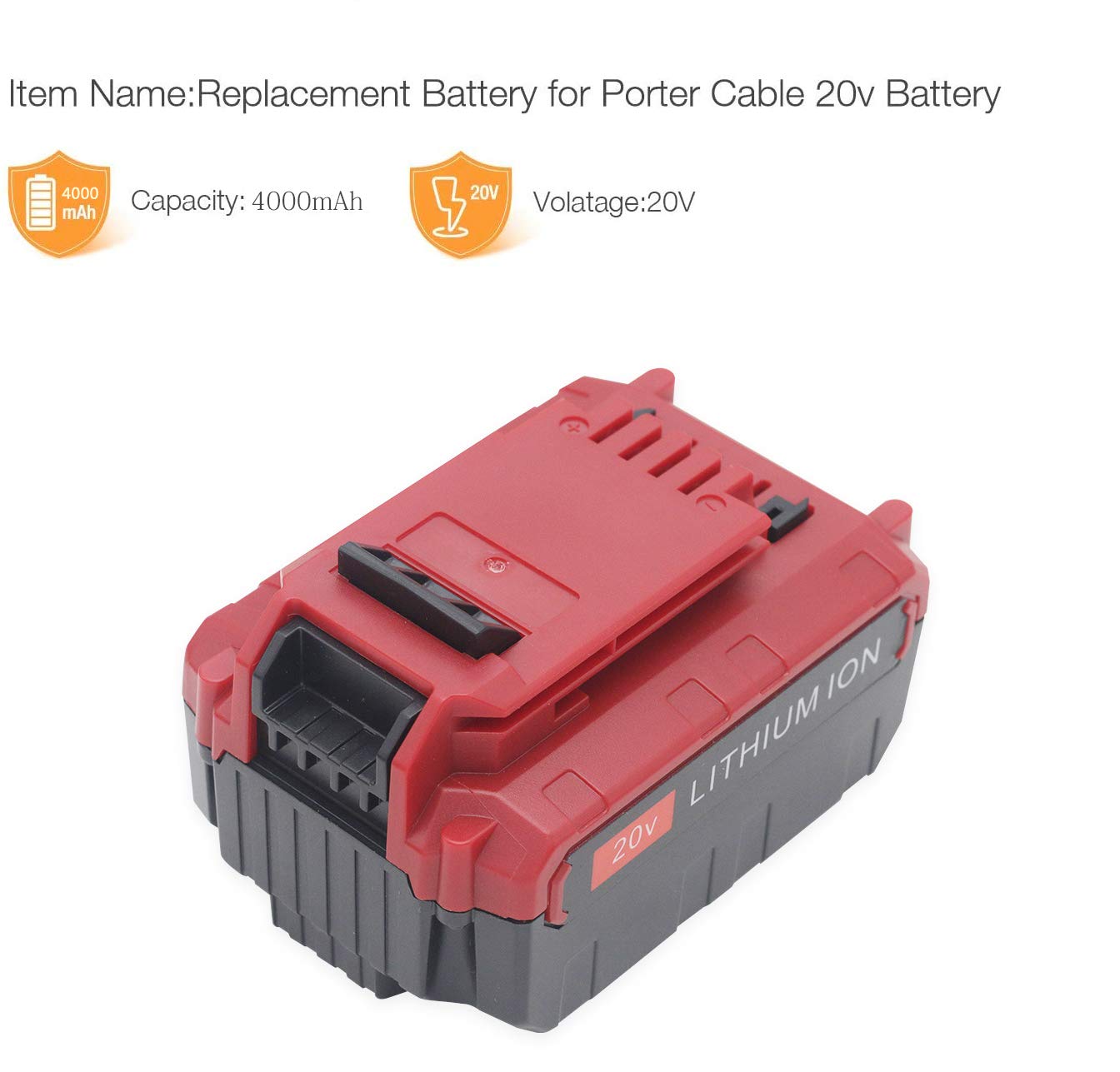 BTMKS 4.0Ah 20V MAX Lithium Battery Replacement for Porter Cable 20V Battery PCC682L PCC681L PCC680L PCC685LP PCC601 20 Volt MAX Cordless Drill Tools Battery
