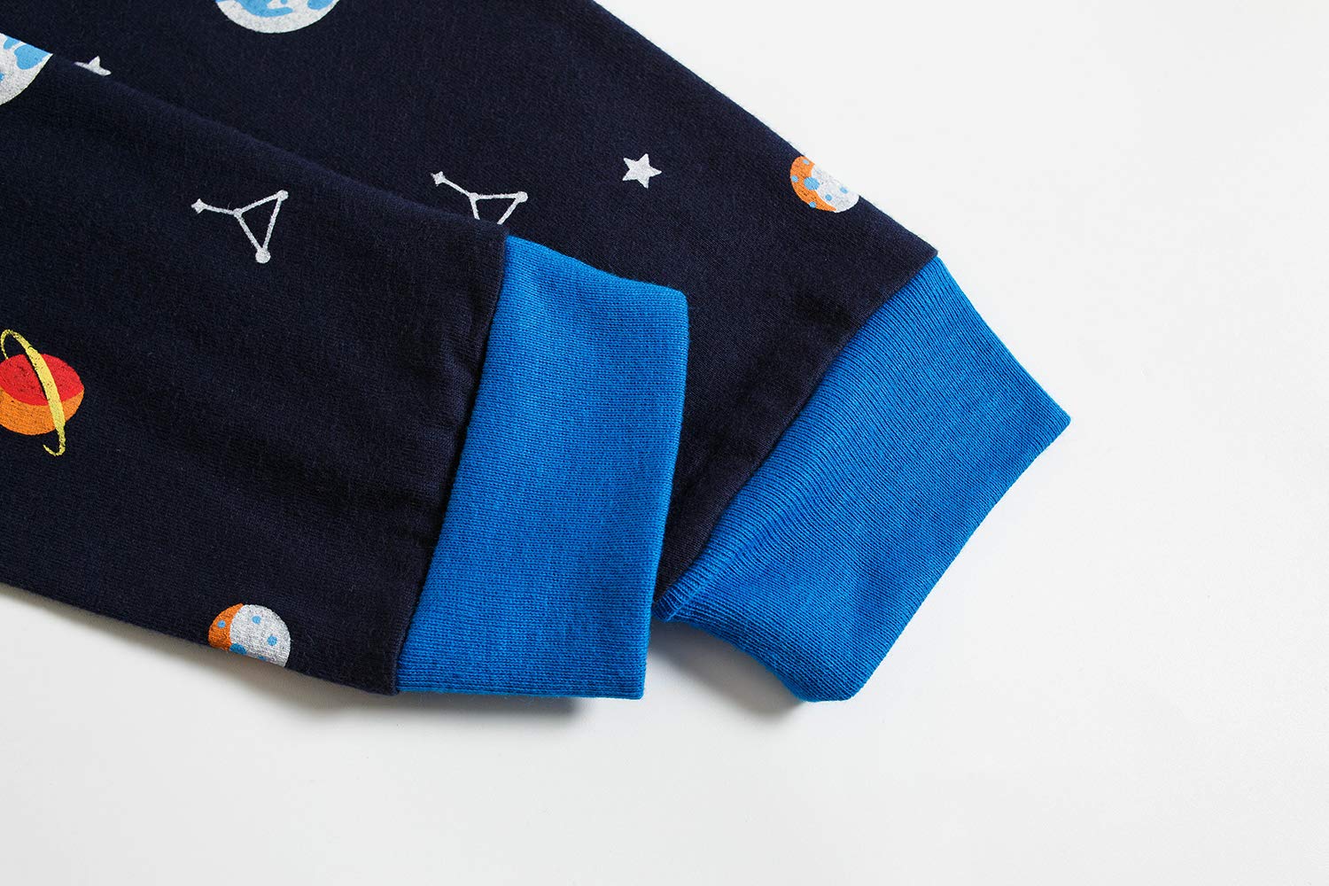 Popshion Little Boys Long Sleeve Pajamas for Boys 100% Cotton Toddler Space Rocket Sleepwear Clothes Set(Planet-6229 6T)