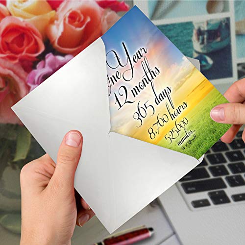 NobleWorks - 1 Year Recovery Anniversary Card (5 x 7 Inch) with Envelope - Encouragement Milestone Birthday Notecard, AA Recognition Stationery - Year Time Count 1 C9083AAG