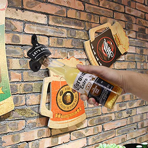 Bottle Opener Wall Mounted, Christmas Funny Wall Mount Bottle Opener for Men Dad Beer Lovers,Novelty Birthday Fathers Day with Mounting Screws Wall Anchors(1 Pack)
