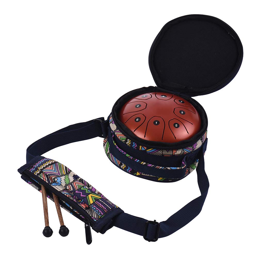 Btuty 5.5 Inch Mini 8-Tone Steel Tongue Drum C Key Percussion Instrument Hand Pan Drum with Drum Mallets Carry Bag