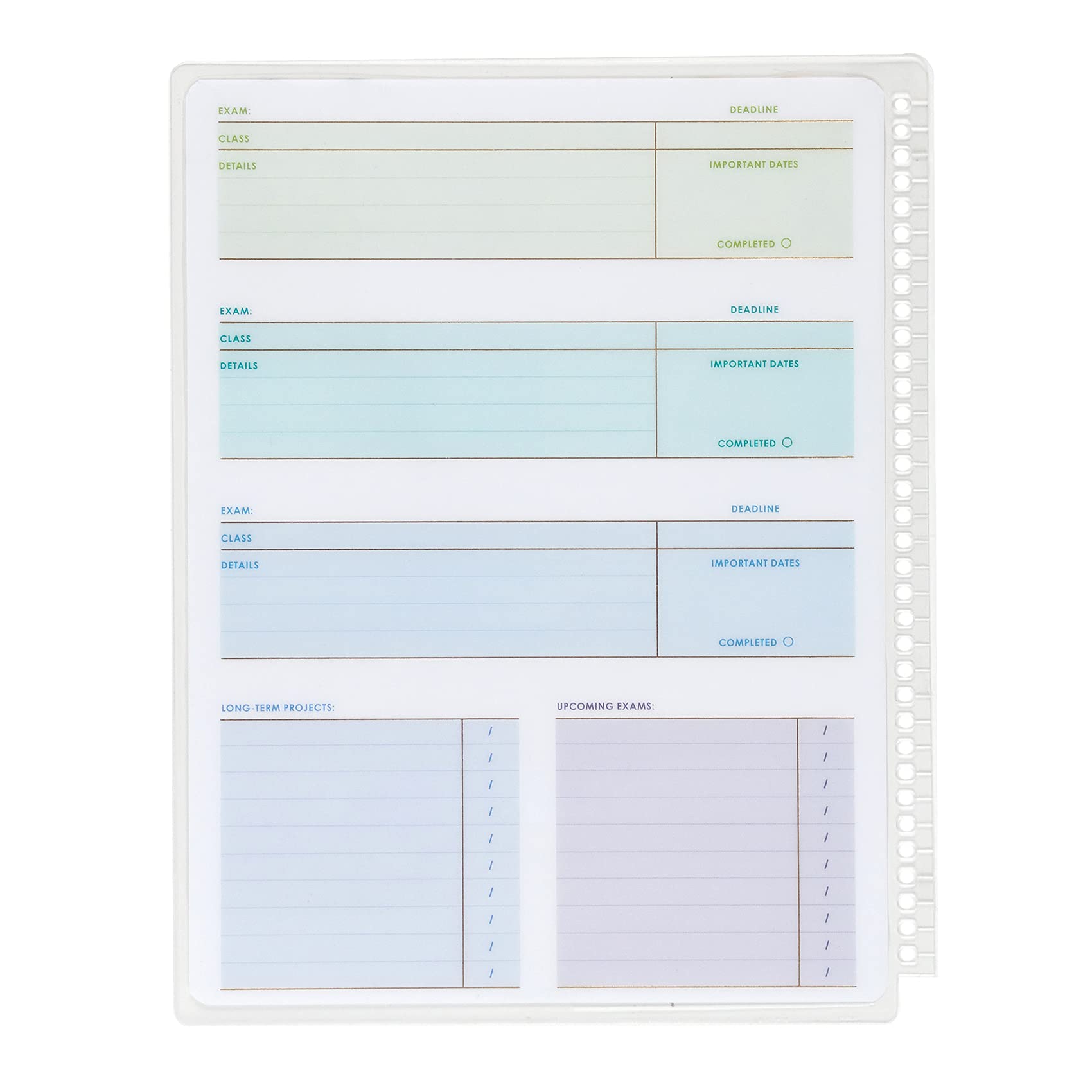 7" x 9" Snap-in Dashboard for Projects & Exams. Two-Sided Wet Erase Surface. Gold Metallic Accents. Fits Spiral Notebooks 7" x 9" or Larger by Erin Condren.