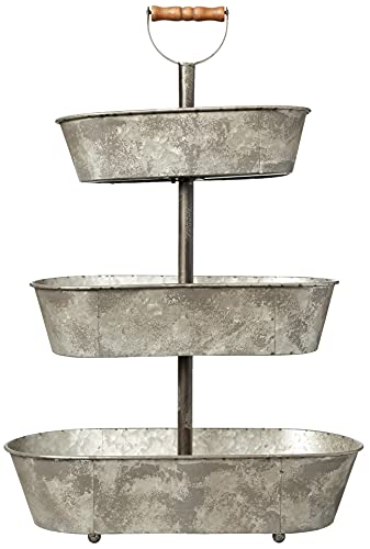 Creative Co-Op Metal 3 Tier Container with Wood Handle