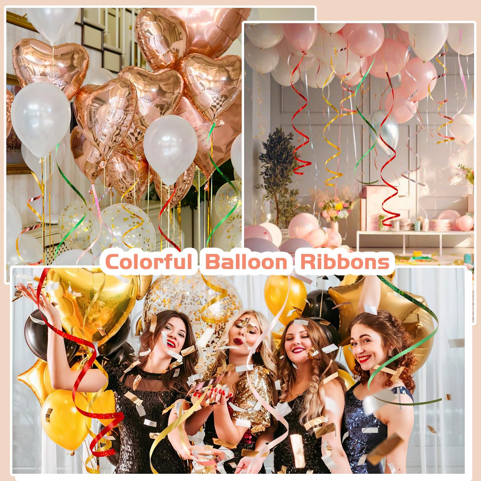 6 Rolls Curling Ribbon Set, 600 Yards (1800 Ft) 1/5 Inch Balloon String Ribbon Thin Ribbons for Gift Wrapping Art Crafts Wedding Birthday Party Christmas Decorations