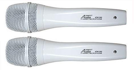 Audio2000'S S1069X2 2-Pack White Professional Unidirectional Dynamic Microphones with Built-in Acoustic Pop Filters, Rugged Construction, and Steel Mesh Grills