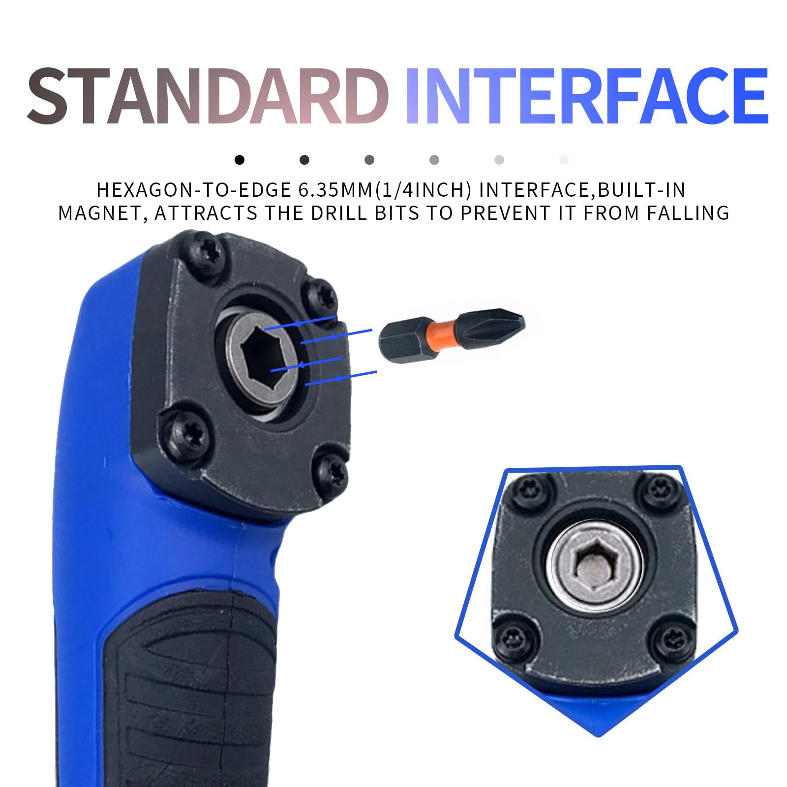 Right Angle Drill Attachment, 90 Degree Drill Adapter, Screwdriver Socket Adapter, Drill Bit Corner Adapter for Most Electric Drills, Socket Wrenches, Perfect for Driving Screws in Tight Spaces(Blue)