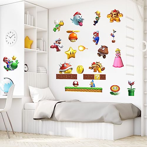 Cartoon Game Wall Decals, Build Scene Wall Stickers Bedroom Playroom Background Wall Decor DIY Removable Waterproof Decals for Wall