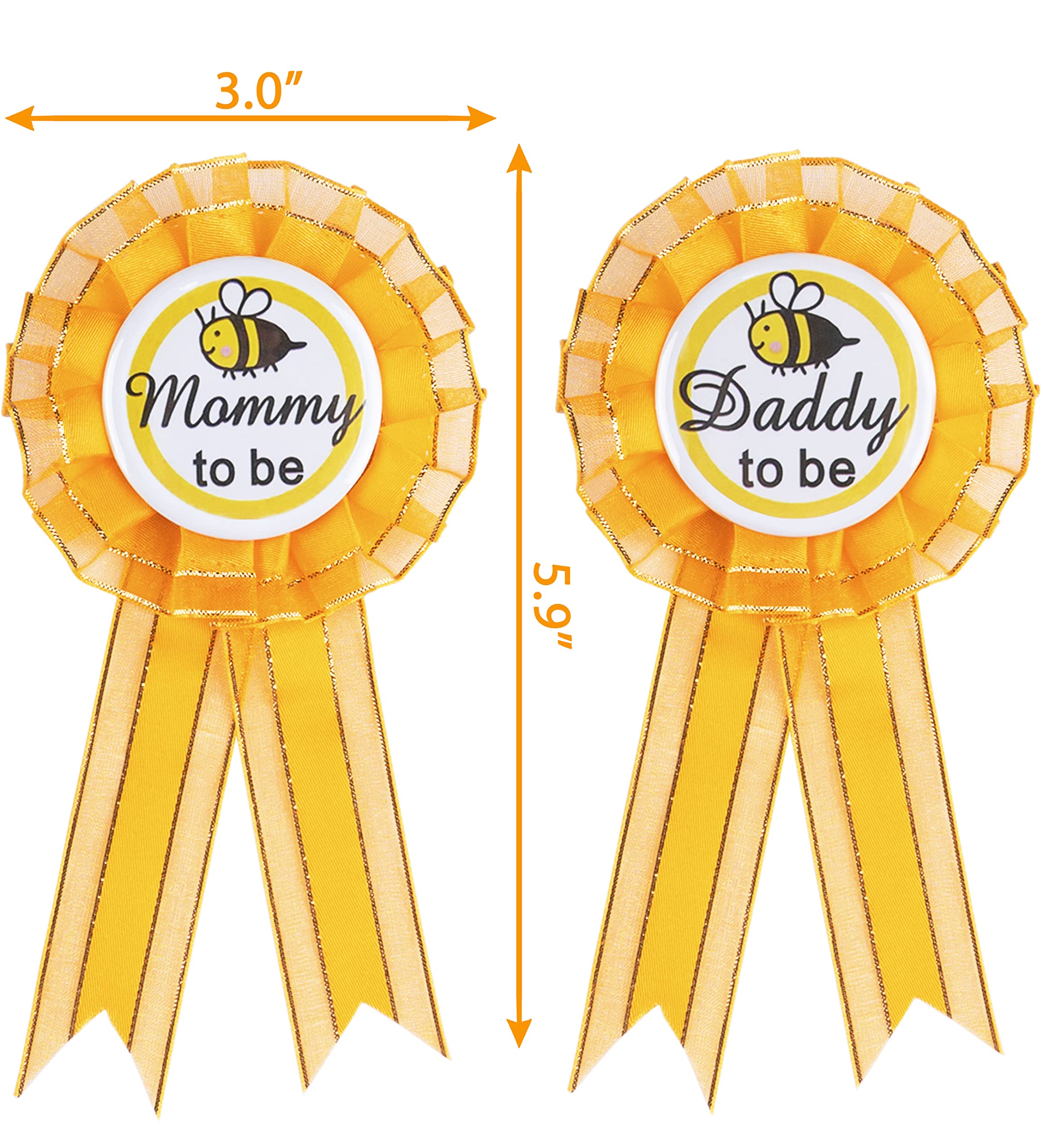 Baby Shower Decoration for Mom To Be and Dad To Be, Yellow Flowers style Tiara + Yellow & Black Sash + Yellow & White "Daddy to be" pin, Maternity Gift for Her and Him