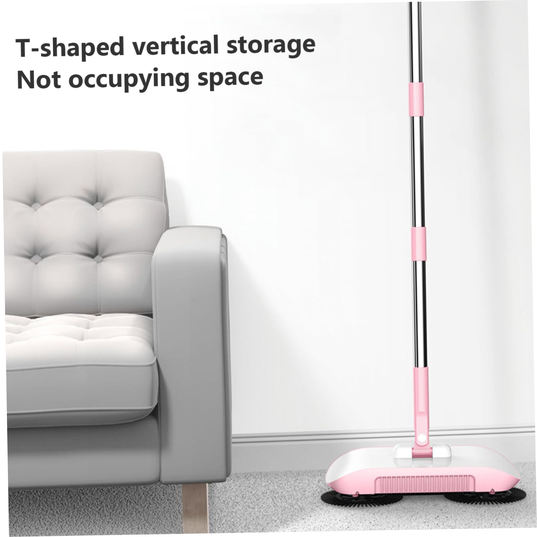 Carpet Sweeper Manual, 2 in 1 180 Degree Rotating Hand Push Sweeper, Manual Vacuum Sweeper, Sweeping Mop Crumb Sweeper for Carpet Floor Clean(Pink)