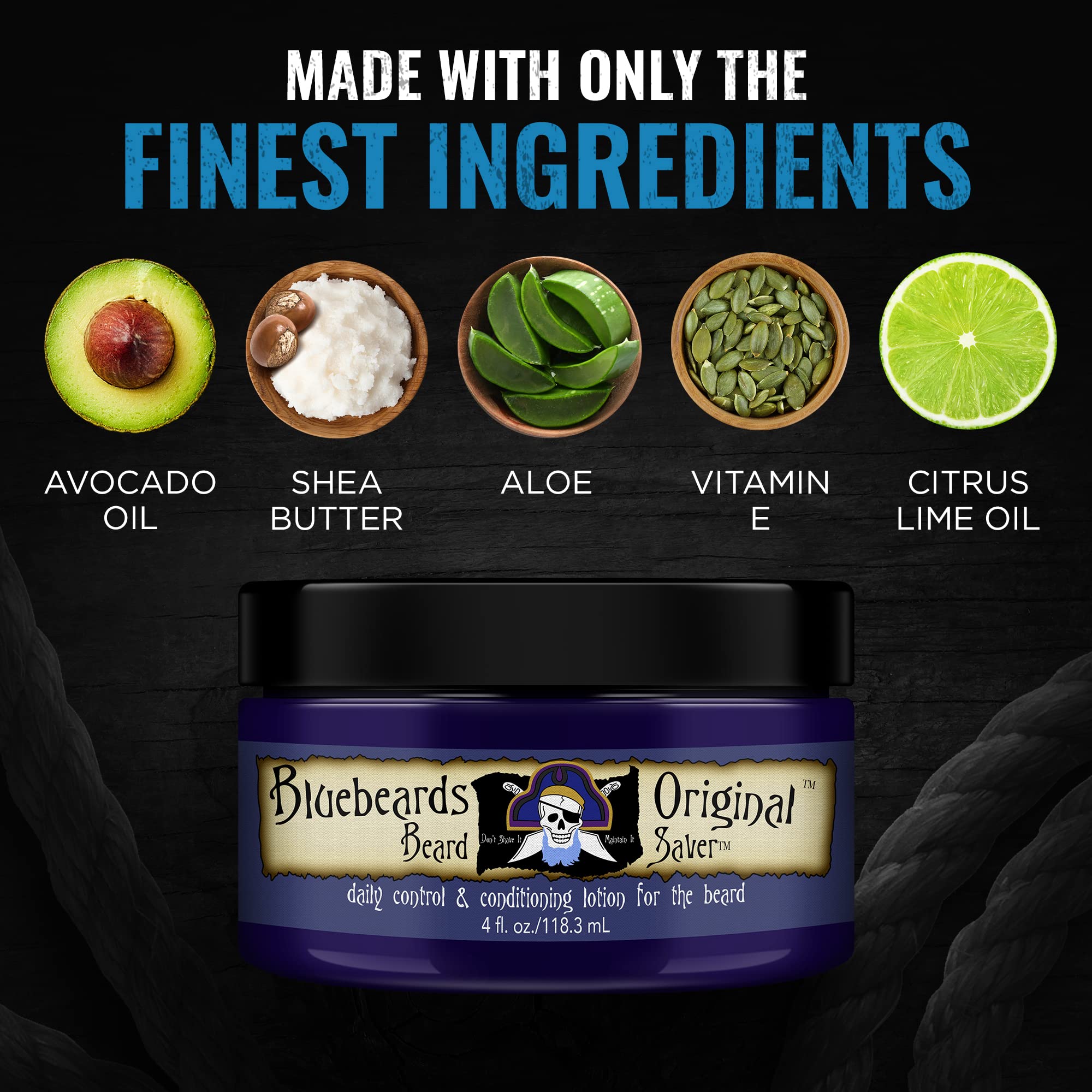 Bluebeards Original Beard Saver, 4 oz. - Leave In Beard Conditioner for Men, Infused with Aloe & Lime - Beard Softener that Deeply Conditions and Moisturizes Your Beard and Skin - Made in USA