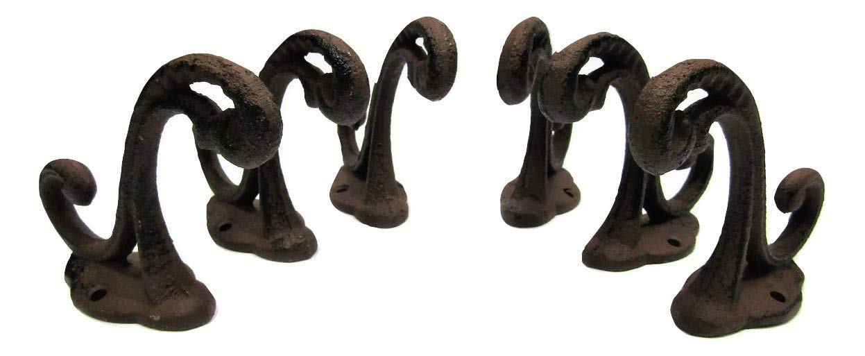Cast Iron Coat Hat Hooks 3 Inch Set of 6 Double hook Rustic Antique Style