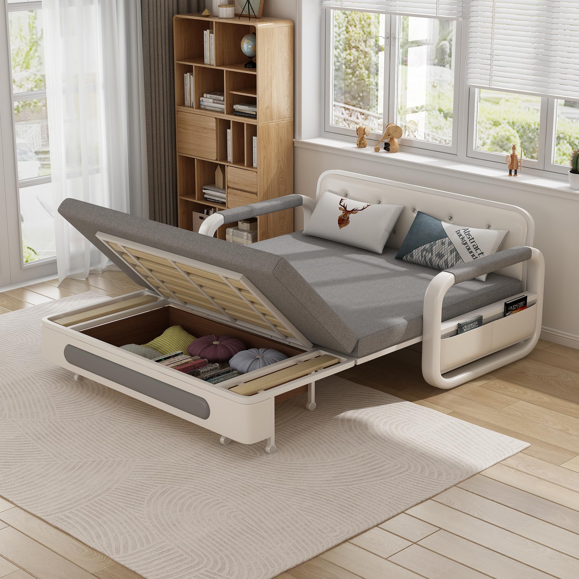 Luck Idea Convertible Sleeper Sofa Bed, Modern Pullout Couch Bed with Pull Out Bed, Adjustable Backrest, Loveseat Futon Sofa for Living Room Furniture (34.6" D x 50.3" W x 34.2" H)