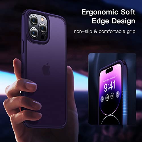 Alphex 8 Colors for iPhone 14 Pro Max Case, 12FT Military Grade Drop Protection, Silky & Non-Greasy Feel, Pocket Friendly, Thin Slim Phone Cover for Men Women 6.7 Inch - Deep Purple
