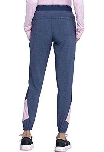 Cherokee Infinity Women Scrubs Pant Mid Rise Jogger Plus Size CK225AP, 3XL Petite, Heather Navy