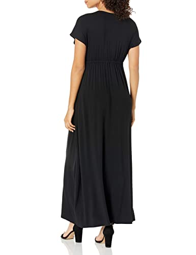 Amazon Essentials Women's Waisted Maxi Dress (Available in Plus Size), Black, 1X