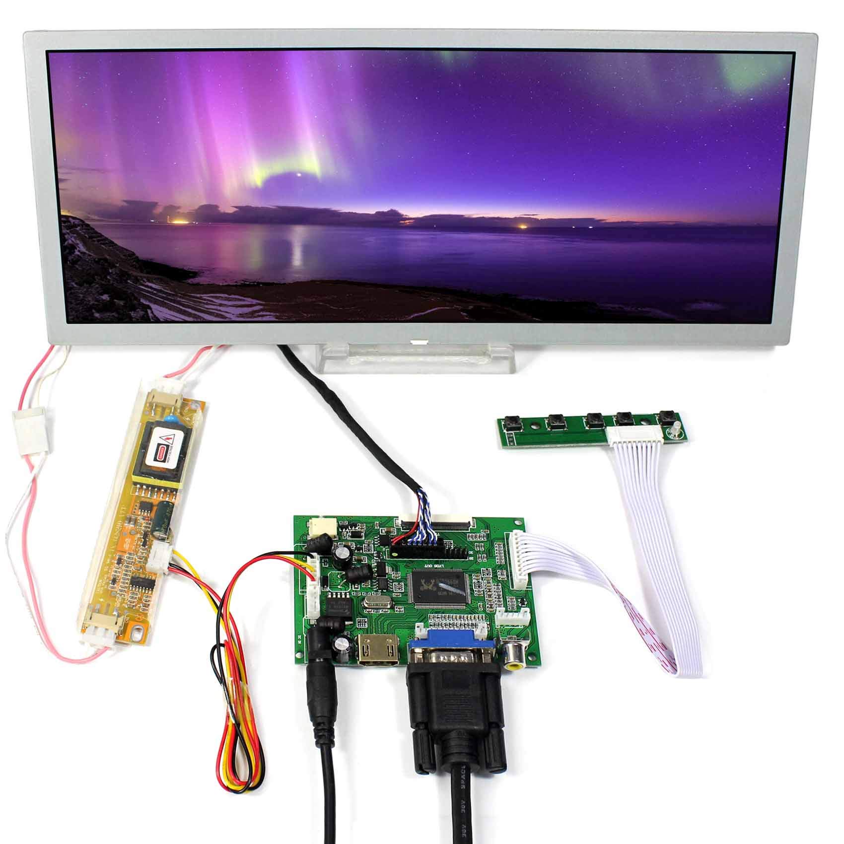 VSDISPLAY 12.3" 12.3 inch 1280X480 LCD Screen LQ123K1LG03 with HD-MI VGA 2AV LCD Controller Board,industrail LCD fit for Machines/DIY displays/Car Monitor Gauge Cluster