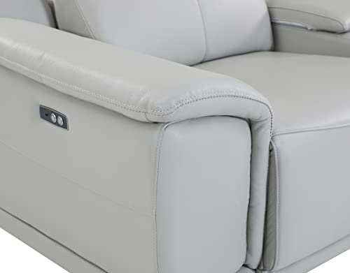 Blackjack Furniture Venice 6 Piece Sectional Sofa with 3-Power Recliners, Features Adjustable Headrest, Lumbar Support, USB and Wireless Charging Station, Extra Large Storage, 1 Console, Light Grey