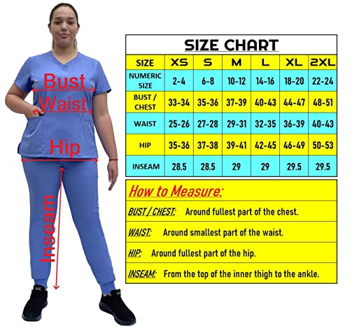 ANGIE UNIFORMS YOGAFLEX Tuck-in Top and Yoga Jogger Scrub Pants. Soft & Stretchy Tuck-in Set. (OLD BLACK, M)