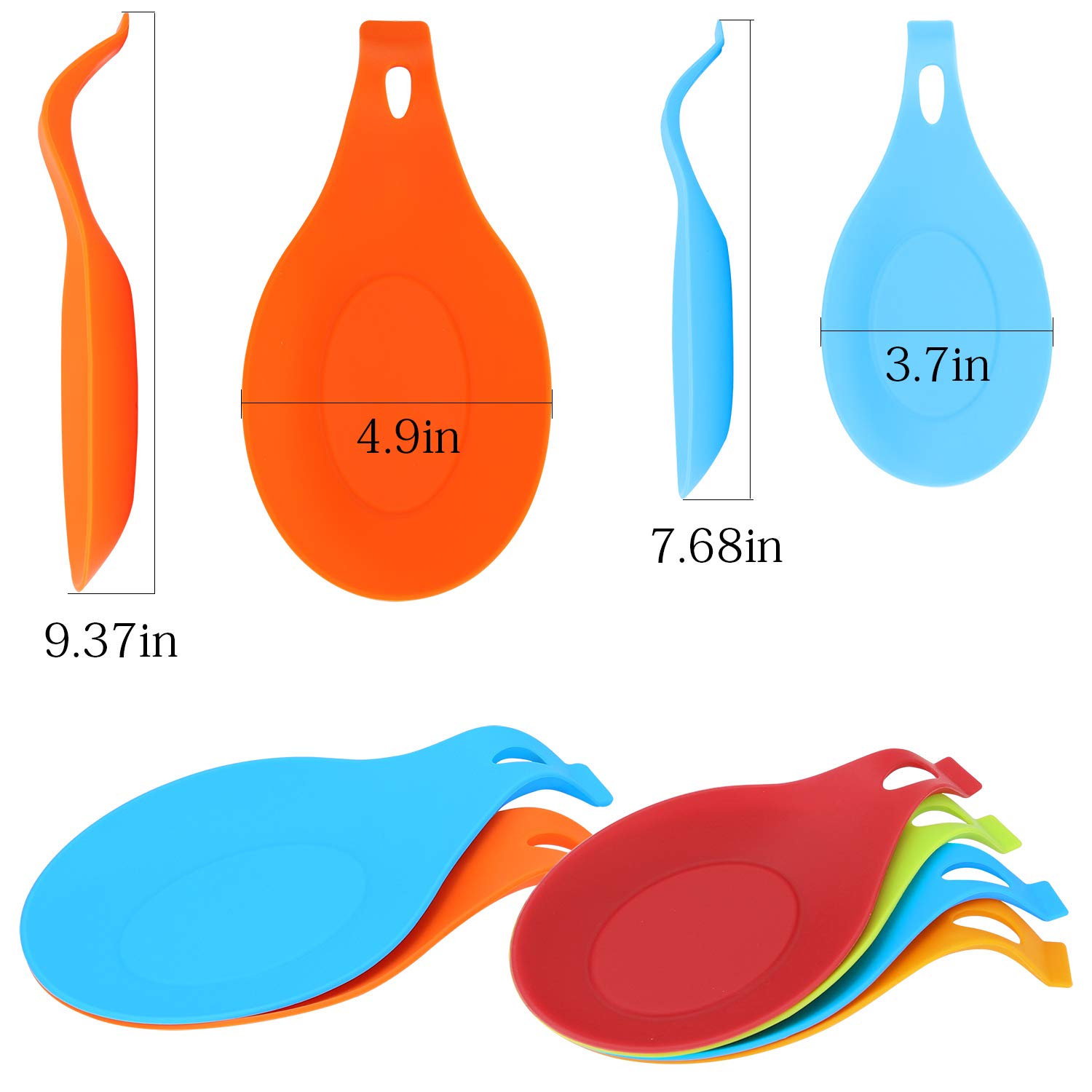 6 Pieces Set Kitchen Silicone Spoon Rest Heat Resistant Kitchen Utensil Rest Ladle Spoon Holder Colorful Spatula Holder Rest Kitchen Tool (2 Big and 4 Small Size)