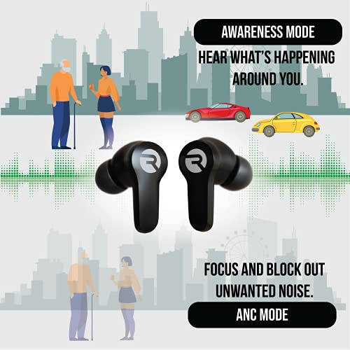 Raycon Work Earbuds Bluetooth Wireless Earphones with Microphone- Stereo Sound in-Ear Bluetooth Headset True Wireless Earbuds with 32 Hours of Battery Life (Carbon Black)