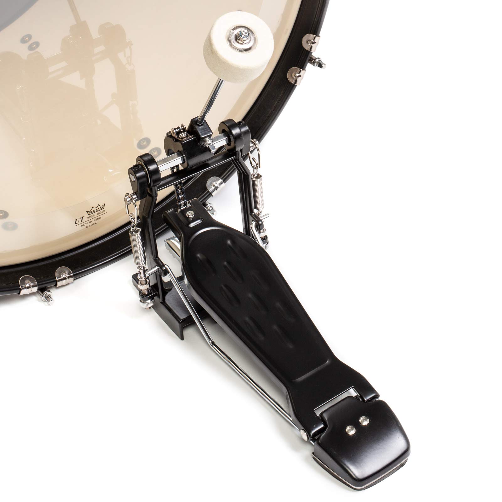 Ashthorpe 5-Piece Full Size Adult Drum Set with Remo Heads & Premium Brass Cymbals - Complete Professional Percussion Kit with Chrome Hardware - Black