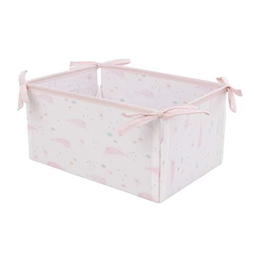 NoJo Under The Sea Whimsy Pink and Blue Whales and Narwhals 4 Piece Crib Bedding Set - Comforter, Fitted Crib Sheet, Dust Ruffle and Storage Bin