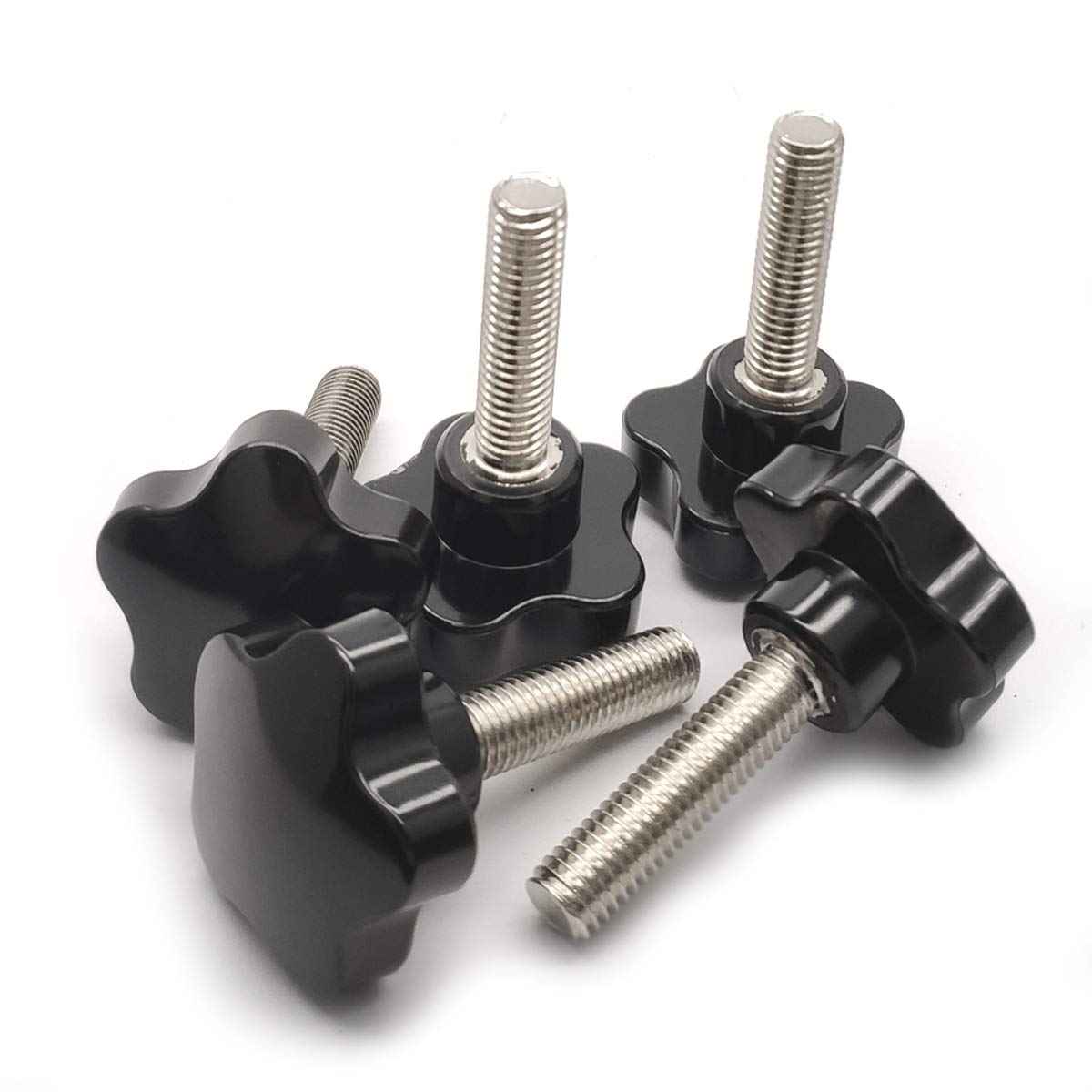 M10 x 35mm Star Shape Screw Knobs ,5-Star Stud, Tightening Screw Grip Handheld for Machine Tool,Pack of 5