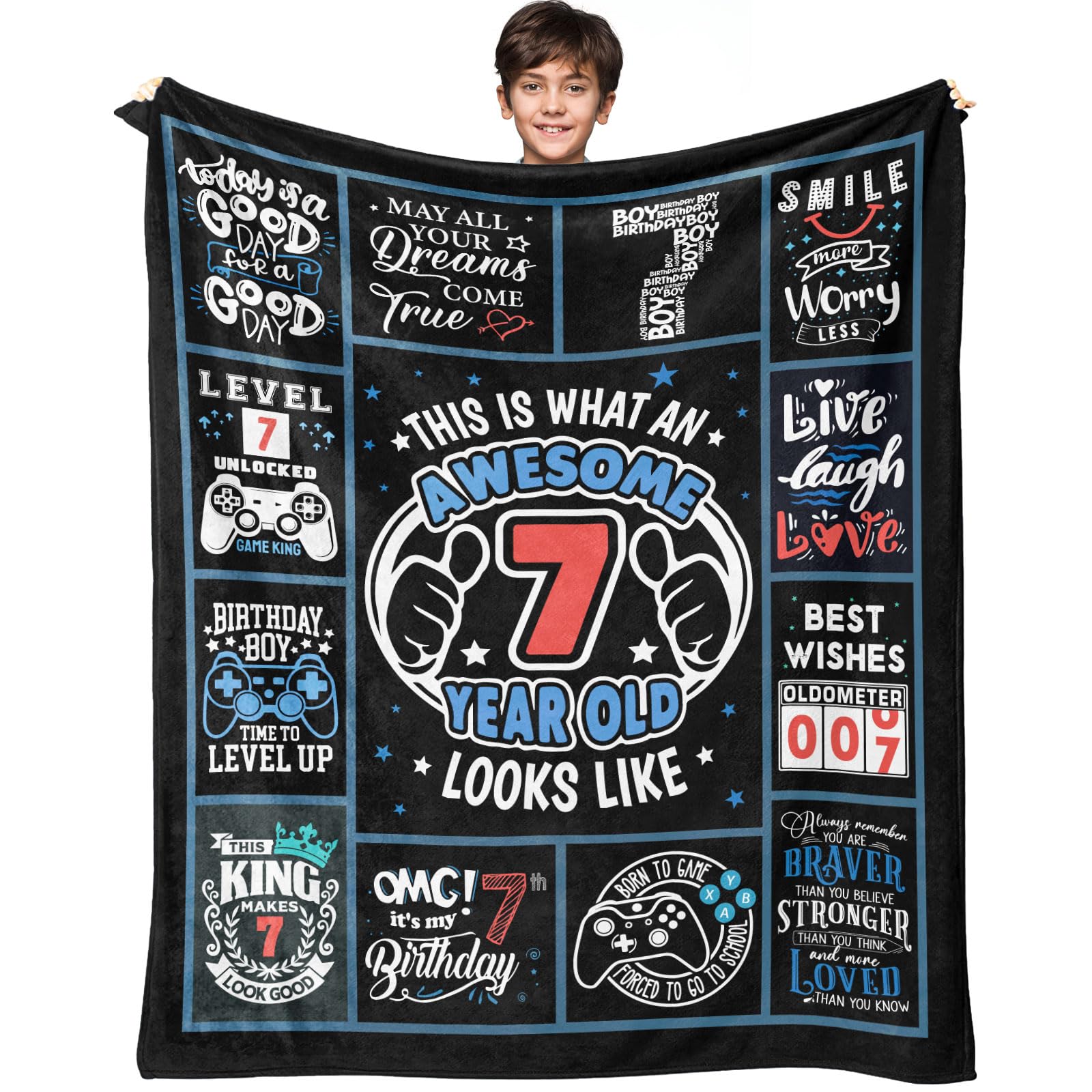 7 Year Old Boy Birthday Gifts, Birthday Gifts for 7 Year Old Boy, Best Gift for 7 Yr Old Boy Birthday Throw Blanket 50"X40", Seven Year Old Boy Birthday Gift Ideas, Birthday Present for Boys Age 7