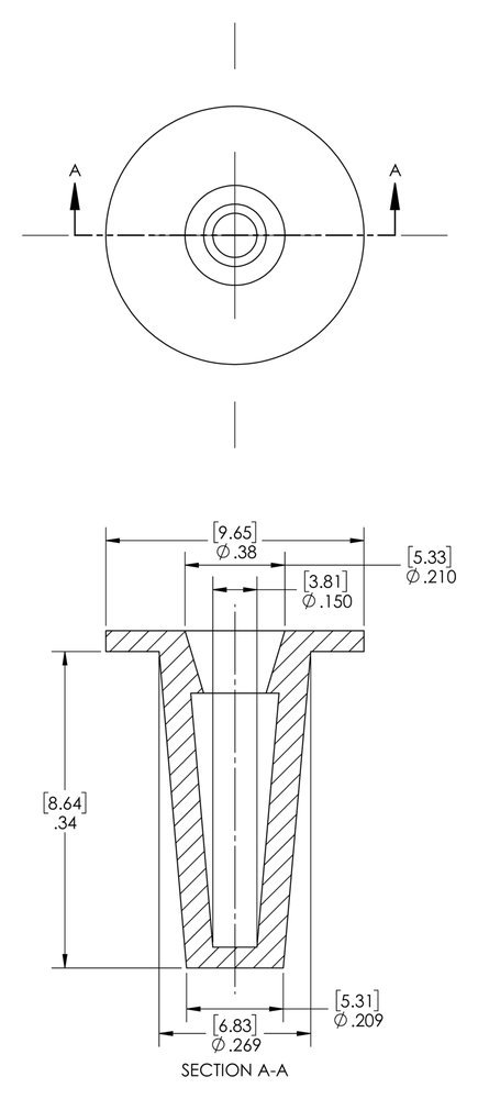 Caplugs Z235VQ2 Plastic Tapered Cap and Plug. T-235-V, PE-LD, Cap OD 0.15" Plug ID 0.269", Red (Pack of 300)