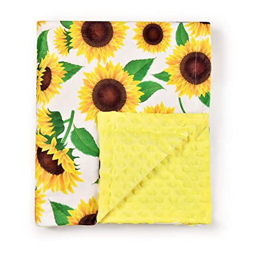 Boyoung Baby Blanket, Soft Minky Warm Blanket for Boy or Girl, Receiving Blanket with Double Layer Dotted Backing for Newborns Nursery Stroller Toddlers Crib Bedding (30x40 Inch) Sunflower, 7894218