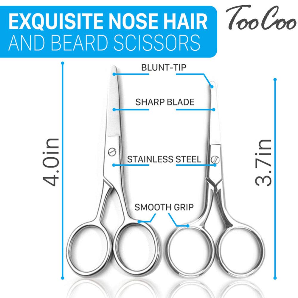TooCoo Stainless Steel Dog Grooming Scissors Eyebrow Grooming Scissors Mustache Scissors Manual Nose Hair Scissors, Rounded Eyebrows Facial Hair Scissors (Scissors[2 Pack])