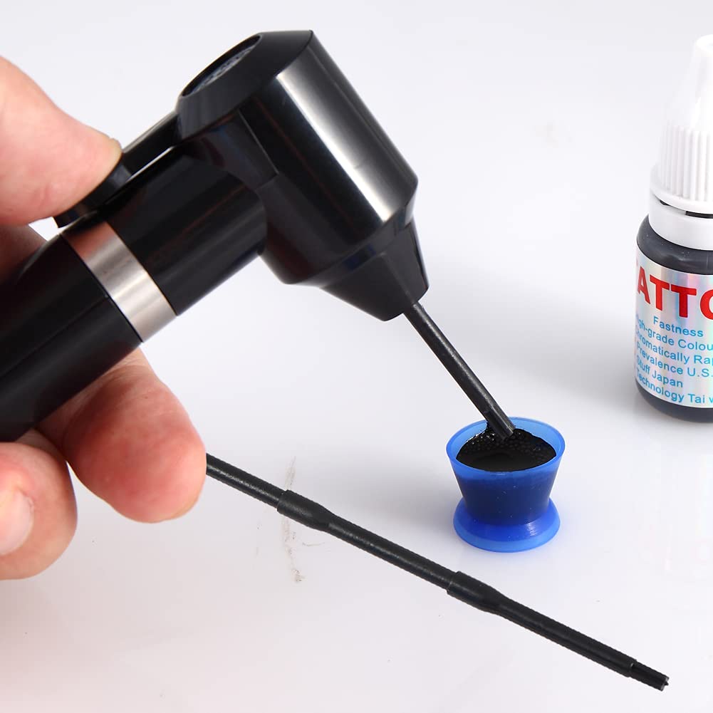 Ink Mixer Tattoo Pigment Mixer Machine with 100Pcs Mixing Sticks Eyebrow Color Makeup Tattoo Ink Pigment Black Electric Agitator Machine for Microblading Tattooing Supplies Tattoo Supply Tool