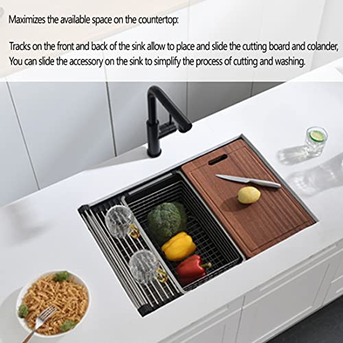 32 Black Undermount Workstation Kitchen Sink - Dorzom 32βx19β Metallic Matte Black Stainless Steel Undermount 18 Gauge 10 Inch Deep Single Bowl Workstation Ledge Kitchen Sink with Accessories
