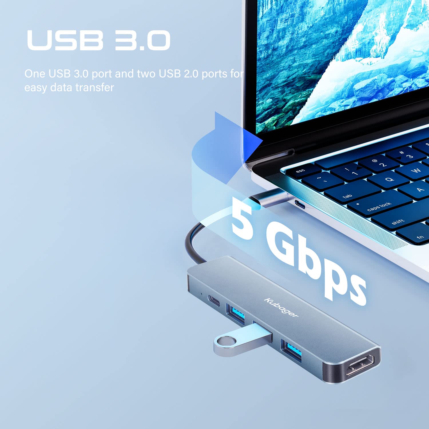 2BSON USB C Hub Adapter 5 in 1 with PD 100W, 4K HDMI, 1 USB-A 3.0, 2 USB-C 2.0, Docking Station Compatible with MacBook, Dell, Surface.