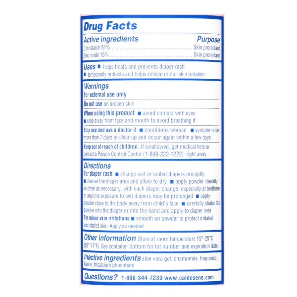 Caldesene Medicated Protecting Powder with Zinc Oxide & Cornstarch-Talc Free, 5 Ounce (4 Pack)