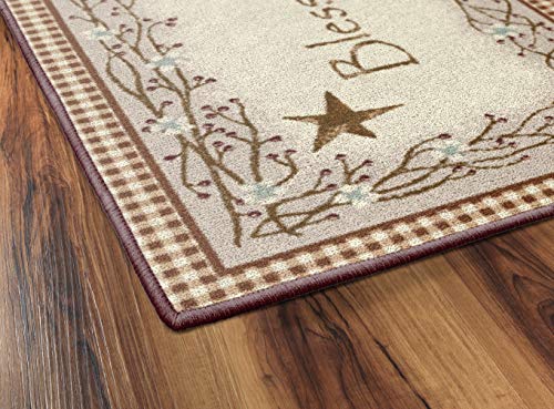 Brumlow Mills Bless Our Home Berry Blossoms Floral Welcome Door Mat for Entryway, Kitchen, or Home Décor Area Rug, 20" x 44", Deep Red