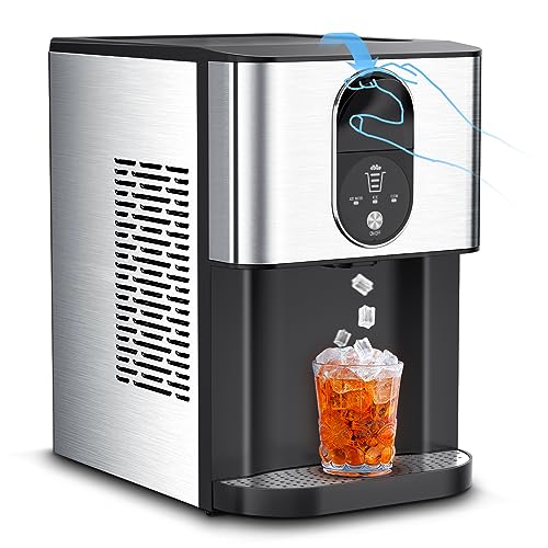 Joy Pebble Nugget Ice Maker Dispenser, Self Dispensing Pellet Ice Maker, 44lbs/24H, 15Mins Quick Ice Make, 3.3lbs Ice Storage, Ice Full Indicator, Self-Cleaning, Home, Kitchen, Bar, Party Silver