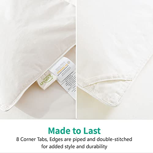 APSMILE Organic Feathers Down Comforter California King, All-Seasons Duvet Insert, 100% Cotton and Goose Feathers Down Medium Warm Quilted Bed Comforter Insert (104x96, Ivory White)